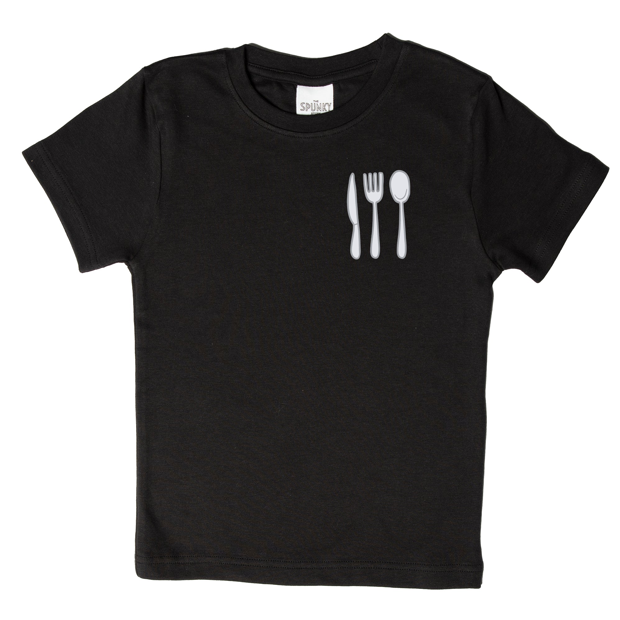 Knife Fork Spoon Foodie in Training Onesie Graphic Tee | Spunky Stork