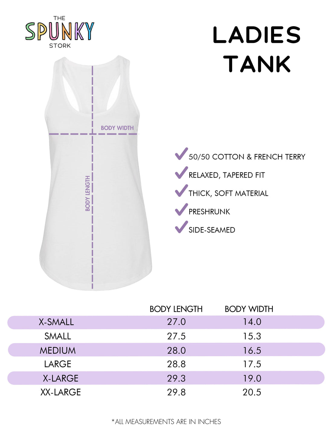 Size Charts | Spunky Stork