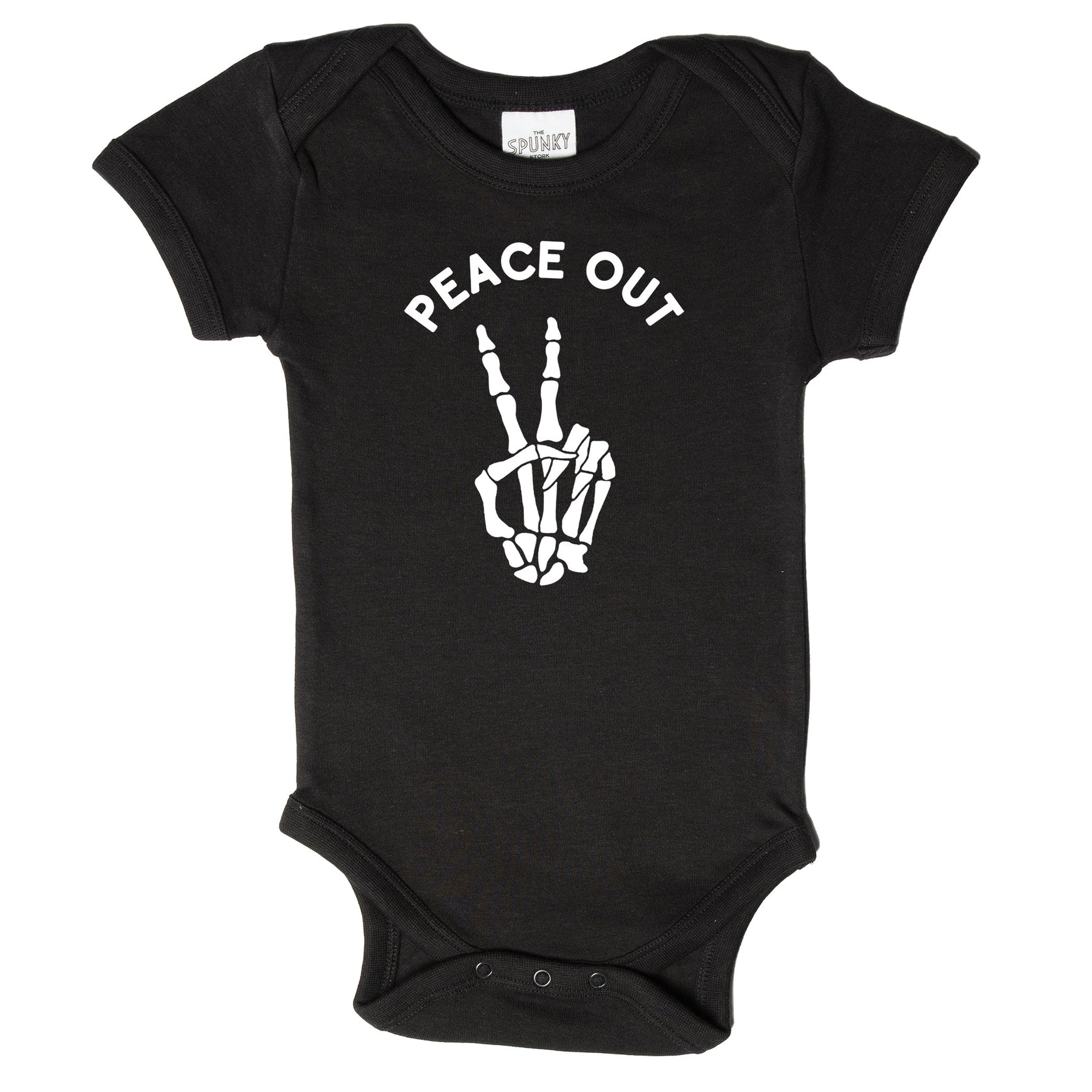 The Spunky Stork - Peace Skeleton Hand Halloween Baby Toddler Shirt