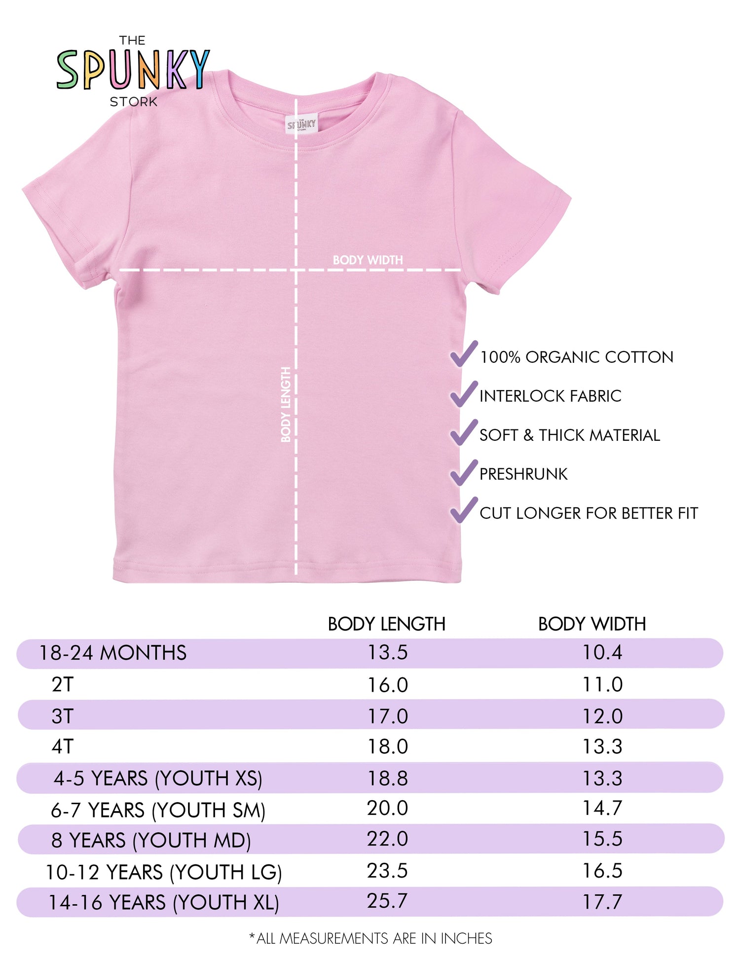 Size Charts | Spunky Stork