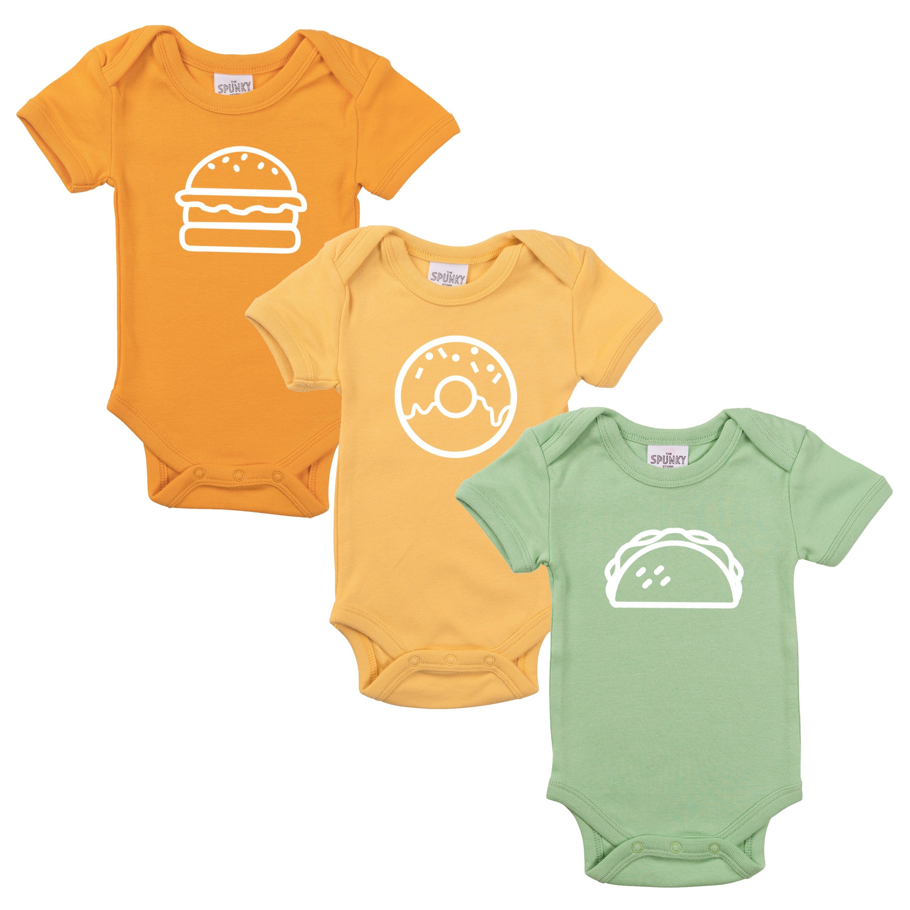 Food Line Art Organic Cotton Baby Onesies | The Spunky Stork