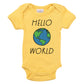 Hello World Organic Cotton Baby Bodysuit | The Spunky Stork
