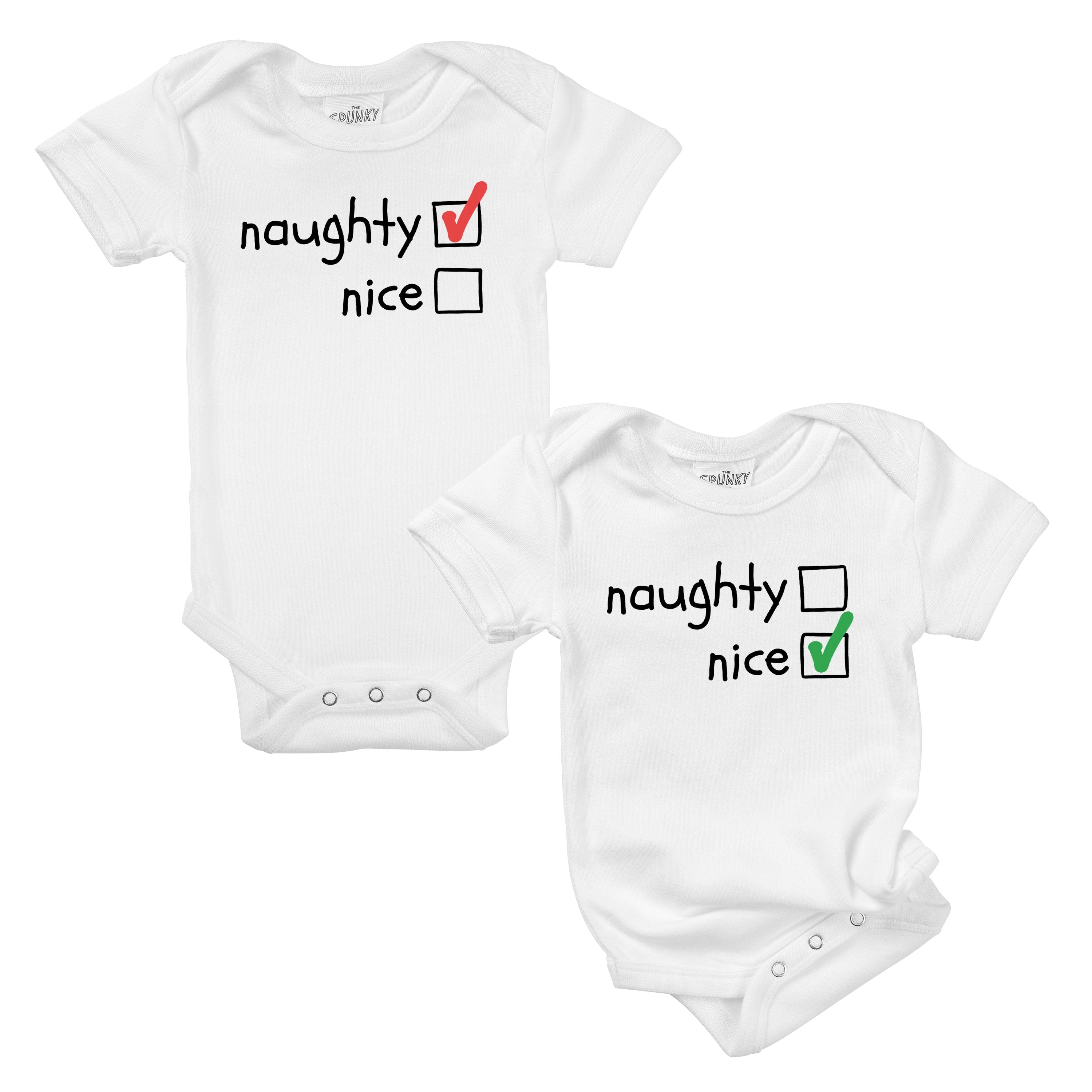 The Spunky Stork - Naughty & Nice Baby Bodysuit Twin Set
