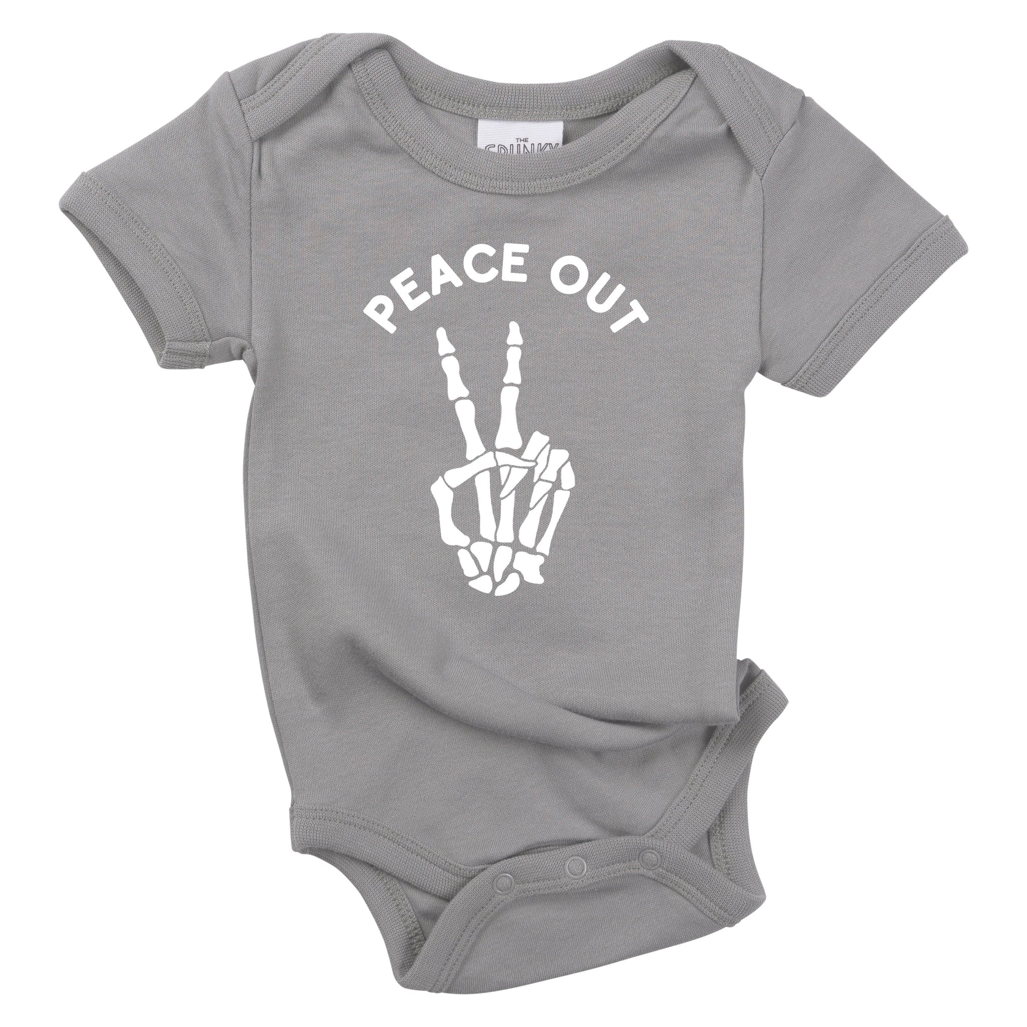 The Spunky Stork - Peace Skeleton Hand Halloween Baby Toddler Shirt