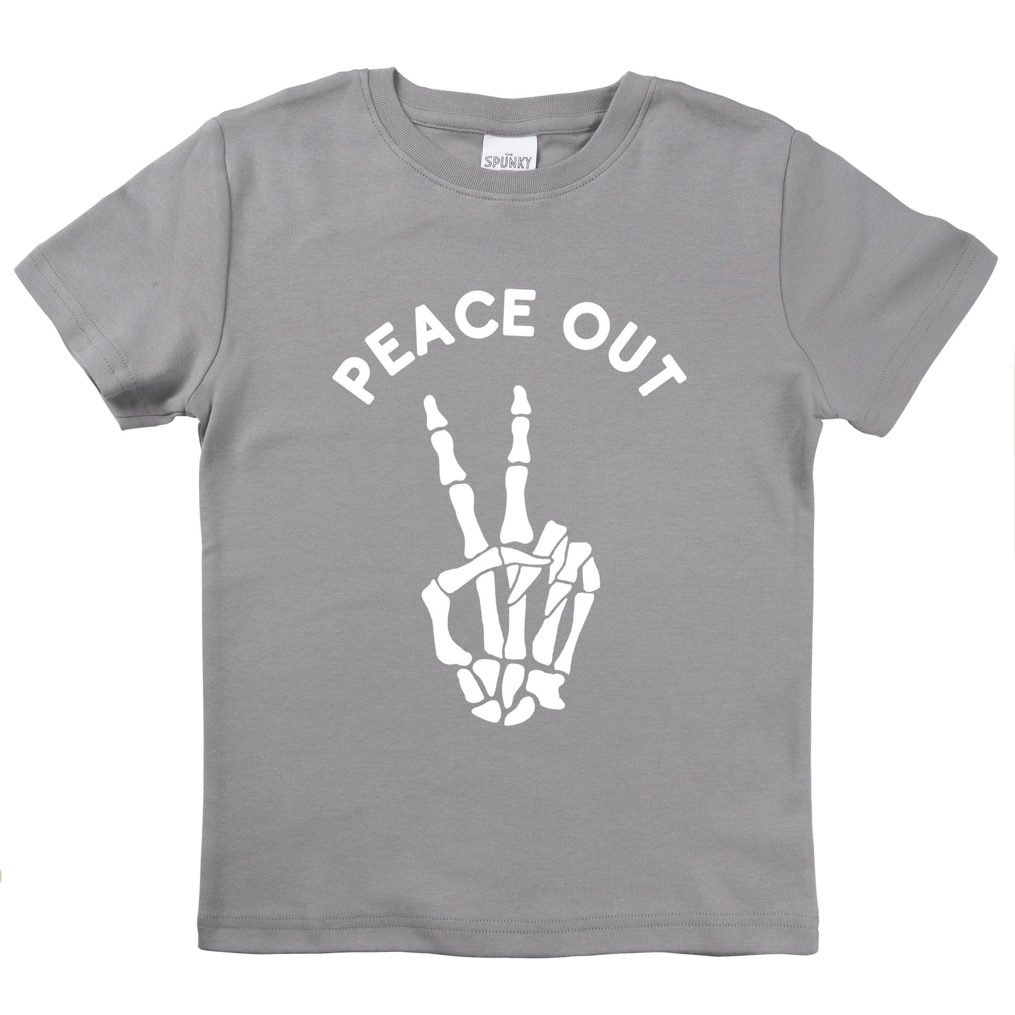 The Spunky Stork - Peace Skeleton Hand Halloween Baby Toddler Shirt